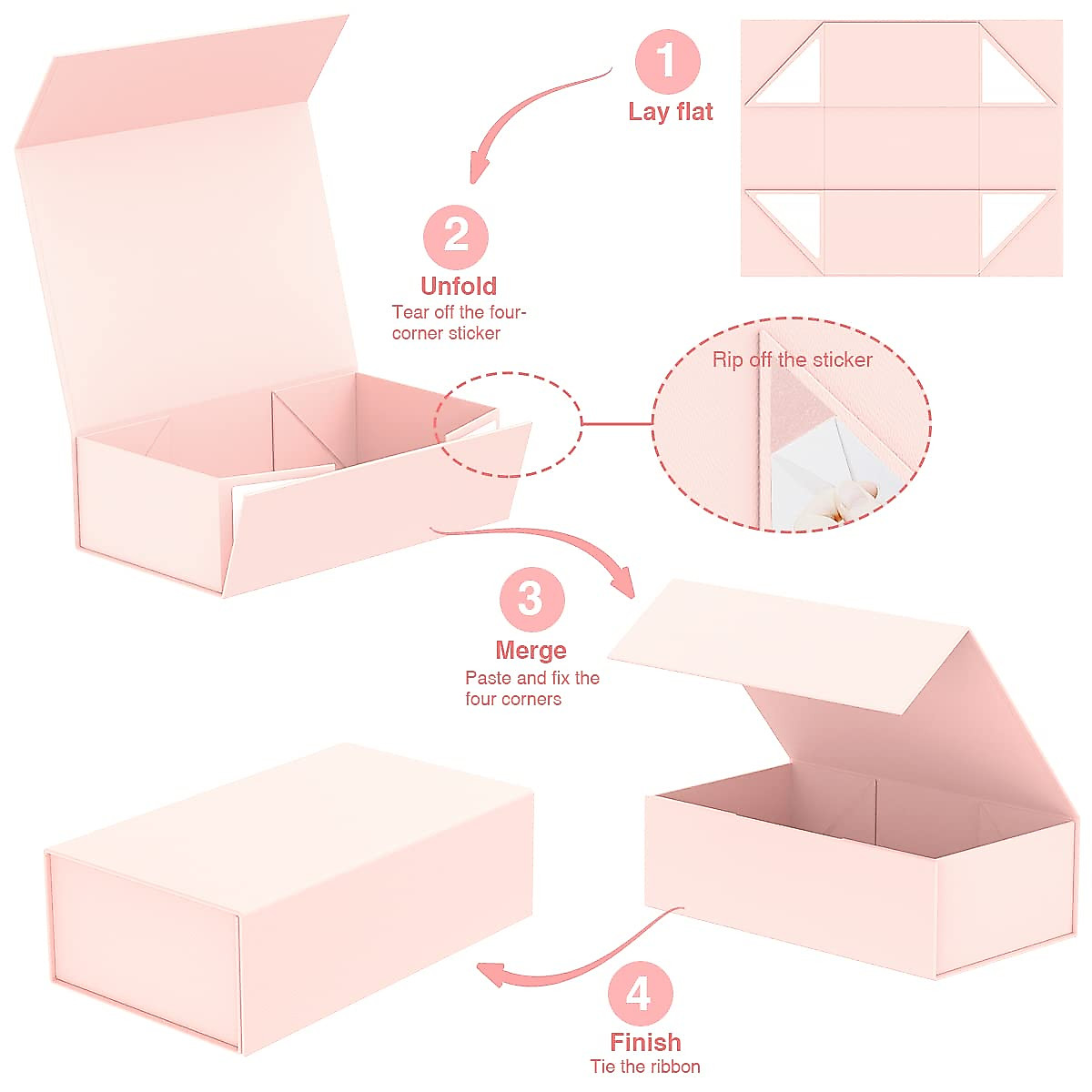 MOZRRO Gift Box with Lids, 9.85 x 5.95 x 3.15 In Magnetic Closure Gift Boxes for Gift Packaging, Gift Box for Christmas,Mothers Day,Fathers Day,Graduations,Weddings,Birthdays Gifts