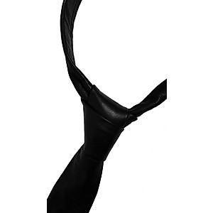 Mens Lamb Leather Necktie - Skinny Solid Casual Business Wear Narrow Leather Slim Tie- Neckties for Party Wedding Gift (Black Tie)