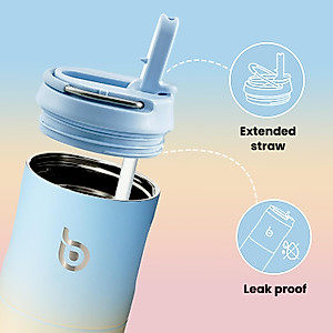 BOTTLE BOTTLE Insulated Water Bottle 24oz with Straw Lid and Handle for Sports Travel Gym Stainless Steel Water Bottles Double-Wall Vacuum Metal Thermos Bottles Leak Proof BPA-Free (blueyellowpink)