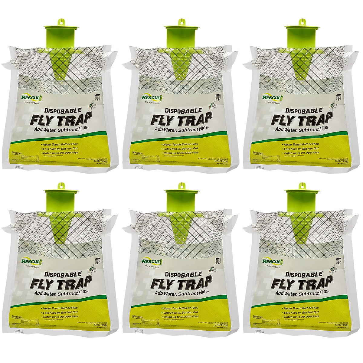 RESCUE! Outdoor Disposable Hanging Fly Trap - 6 Traps