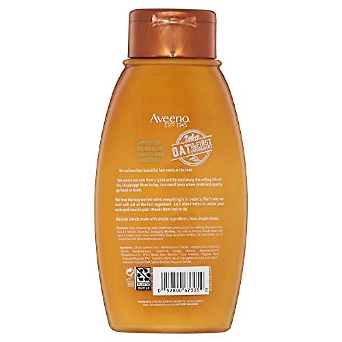 Aveeno Apple Cider Vinegar Sulfate-Free Conditioner for Balance & High Shine, Daily Moisturizing & Scalp Soothing Conditioner for Oily or Dull Hair, Paraben & Dye-Free, 12oz