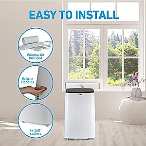 COBY Portable Air Conditioner 3-in-1 AC Unit, Dehumidifier & Fan, Air Conditioner 15,000 BTU Portable AC Unit with Remote Control for Rooms up to 775 Sq. Ft, 24-Hour Timer, & Installation Kit