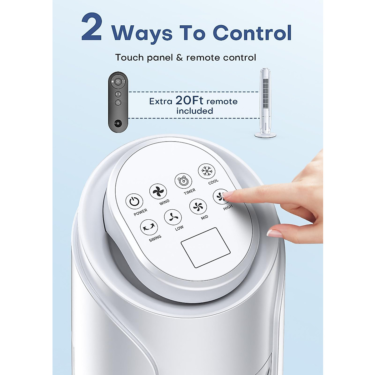 FANCOLE 43-INCH Evaporative Air Cooler, Portable Air Conditioners w/Cool Mode & 3 Speeds, 12H Timer for Auto-Off & Remote, 1 Gallon Water Tank, Wider Oscillating, Air Cooler for Room Bedroom Office