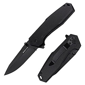 EMHTiii EDC Pocket Folding Knife - 3.54" Stainless Steel Black Blade, G10 Scales Liner Lock, Men Women Camping Knives with Clip EMH03