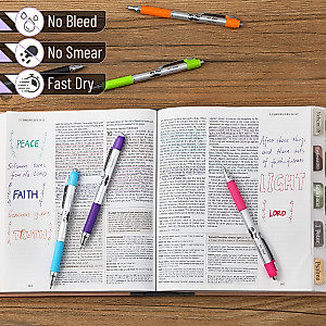 Mr. Pen No Bleed Pens, Bible Pens, Fine Tip, Assorted Color, Pack of 6