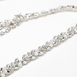 YooAi Rhinestone Bridal Belt for Women Dresses Weeding Dress Belt Sliver Crystal Belt with Pearl for Prom Gown Pearl 120 Fit Waist 27"-42"