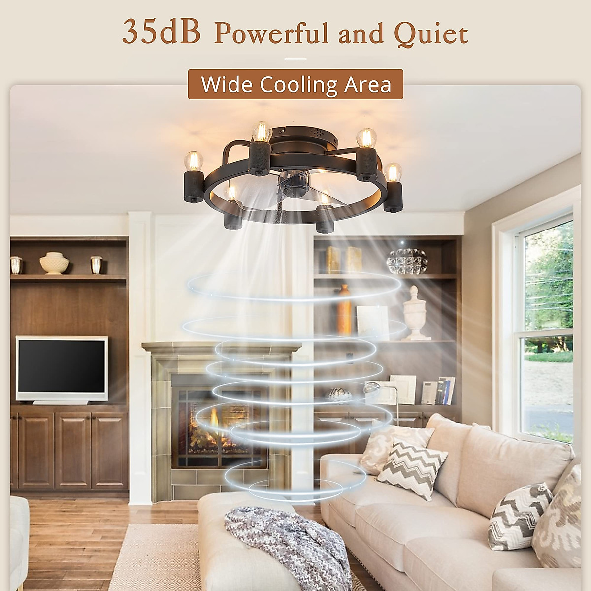 LEDIARY Low Profile Ceiling Fans with Lights Black, Flush Mount Ceiling Fan with Light, Modern Farmhouse Industrial Small Ceiling Fan with Remote for Bedroom,Kitchen,Home