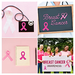 98Pcs Breast Cancer Awareness Accessories, Breast Cancer Awareness Decorations With 24Pcs Pink Ribbon Breast Cancer Buttons, 24Pcs Breast Cancer Bracelets and 50Pcs Pink Breast Cancer Stickers