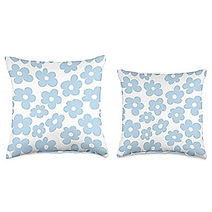 Flower Aesthetic Co. Aesthetic Light Blue Flowers Retro Daisy Throw Pillow, 18x18, Multicolor