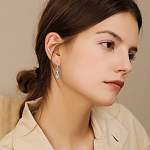 POPLYKE Triple Moon Goddess Amulet Dangle Earrings Sterling Silver Wiccan Pagan Jewelry For Women Gift