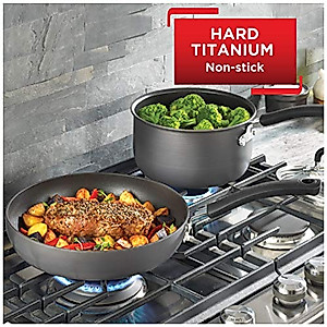 T-fal Ultimate Hard Anodized Nonstick Fry Pan with Lid 12 Inch Thermo-Spot Heat Indicator, Cookware, Pots and Pans, Dishwasher Safe Black