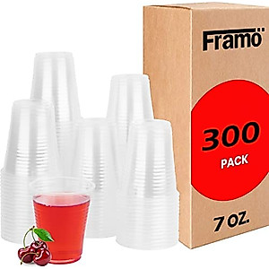 7 oz Clear Plastic Cups – Disposable Cups for Parties, Picnics, BBQ and Events Perfect for Cold Drinks Great Value for Home and Commercial Use Translucent Design (300)