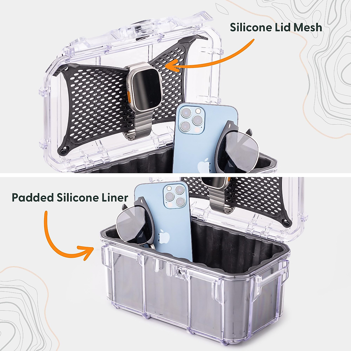 Evergreen 58 Waterproof Dry Box Protective Case - Travel Safe/Mil Spec/USA Made - for Cameras, Lenses, Phones, Pistols, First Aid, Boating, Water Sports, Tacklebox, Ammo Can, Deck Boxes (Orange)