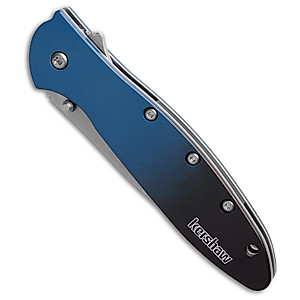 Kershaw Leek Pocket Knife, Limited Release Gradient Blue/Black Aluminum Handle, Stonewash 3" MagnaCut Wharncliffe Blade, Spring Assisted Knife, EDC Folding Knife