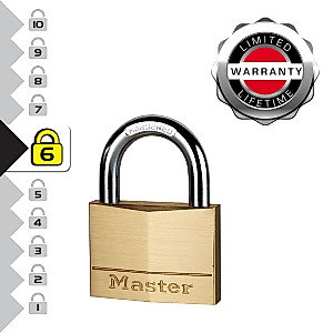 Master Lock 160EURD Key Padlock with Brass Body, Gold, 8,2 x 6 x 1,4 cm