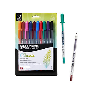 SAKURA Gelly Roll Gel Pens - Medium Point Ink Pen for Journaling, Art, or Drawing - Assorted Colored Ink - 10 Pack