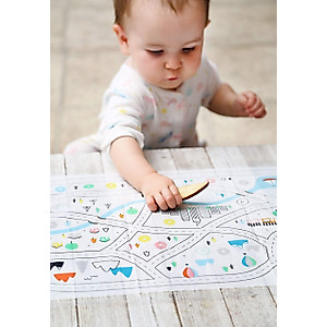Disposable Placemats for Baby Toddlers Kids, Table Topper Disposable Placemats - Biodegradable BPA-Free Premium Super Sticky Stick-on Place Mats - Roadmap by Mini Explorers (60 Count)