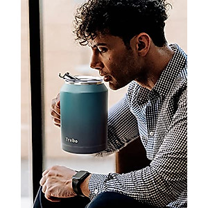 Trebo 50 oz Mug Tumbler with Handle, Stainless Steel Coffee Cup with 2 Lids and 2 Straws,Double Wall Vacuum Insulated Large Bottle,Reusable Flask Keeps Cold for 36 Hrs/Hot for 24 Hrs,Blue Indigo/Black