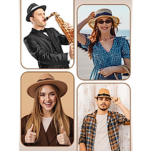 Tigeen 9 Pcs Bow Tie Stretchable Hat Band Hat Ribbon Women's Costume Headwear Panama Hatband for Cowboy Hat Men Women (Bright Colors)