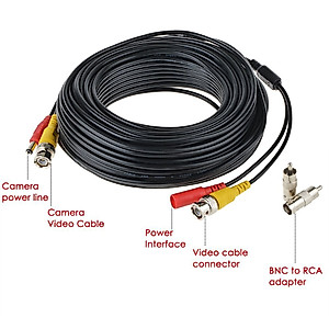 EWETON 4 Pack 60 Feet BNC Video Power Cable Security Camera Wire Cord Extension Cable with 8pcs BNC to RCA Connectors for CCTV DVR Surveillance System