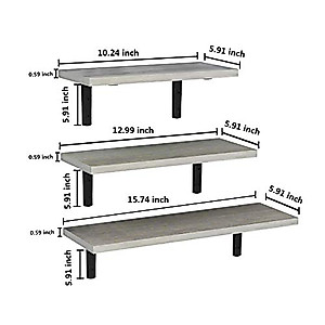 LHZLANG Floating Shelves Home Living Room Bathroom Kitchen Decor Rustic Wall Mounted Storage Shelf Rack Set of 3 (Grey)