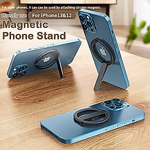 VAWcornic Phone Ring Holder for MagSafe, Metal Magnetic Phone Stand Phone Grip for iPhone, Samsung,Huawei,Tablet, Removable Ring Grip Compatible for Magsafe Case (Black - Include 4 Sticky Buckle)