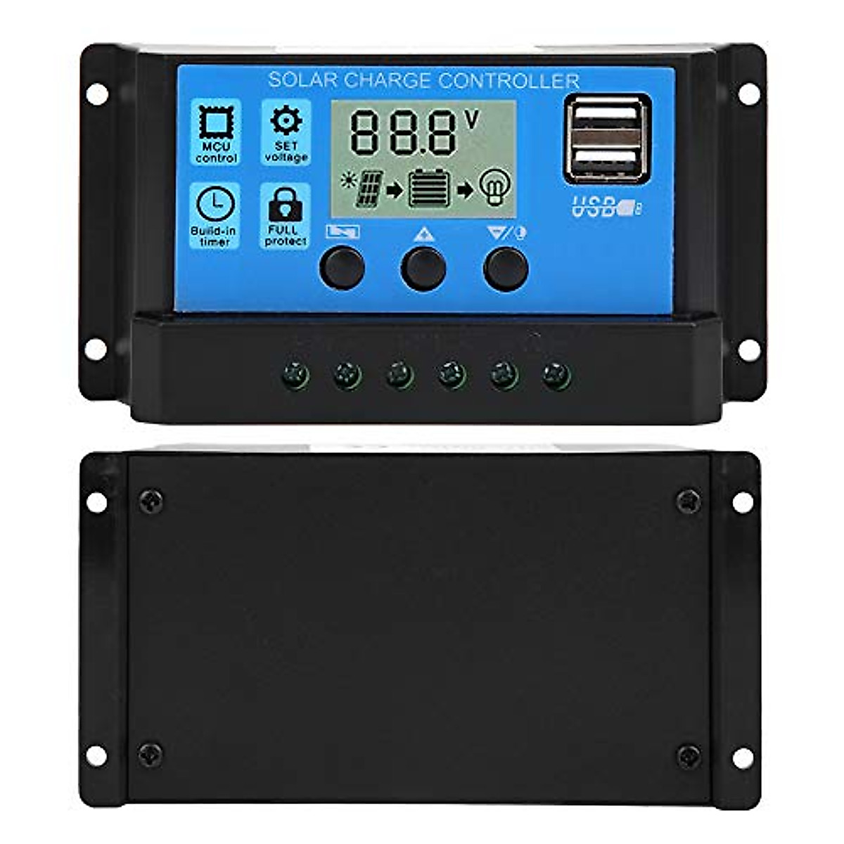 Solar Charge Controller 40A Automatic PWM LCD Solar Charging Regulator PV System Connection with Dual USB Output