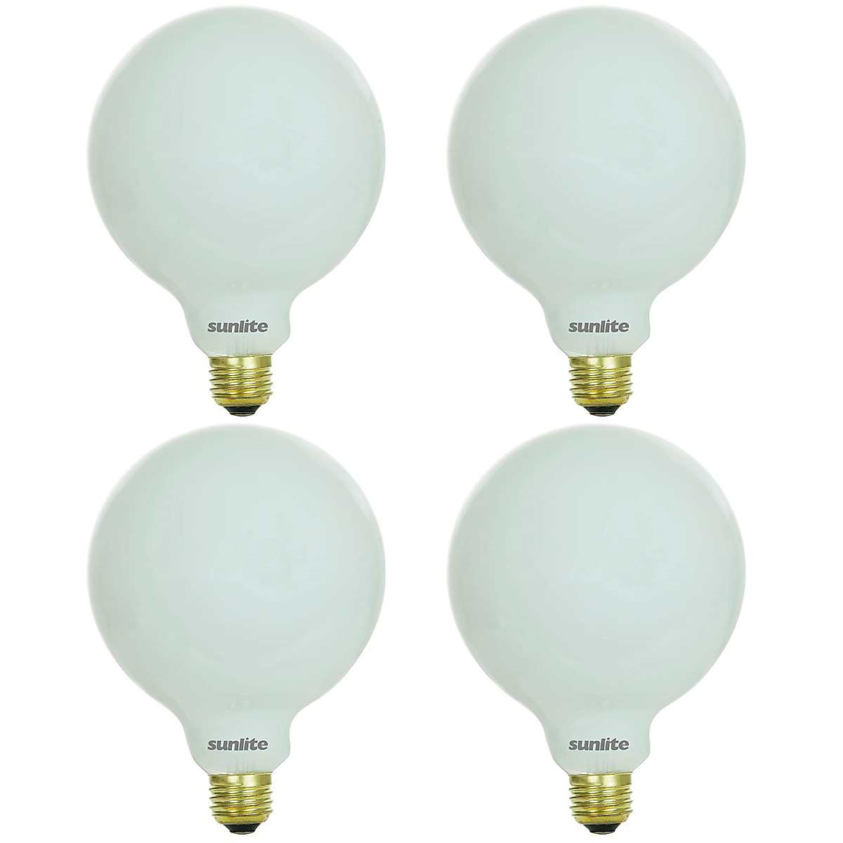 Sunlite 41688 Incandescent G40 Globe Light Bulb, Frosted, 60 Watts, 498 Lumens, Medium E26 Base, Decorative, Dimmable, Pendant, Vanity Mirror, 2600K Warm White, 4 Count