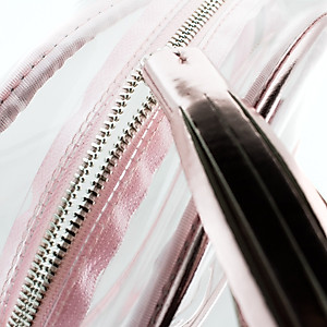 Capri Designs Clear Canteen Crossbody Purse, Round Stadium Approved Bag for Women, Transparent, Rose Gold