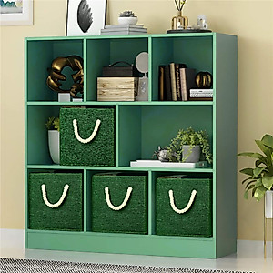 HSDT Green Foldable Polyester Fabric Storage Bins Cube Organizers,10.5x10.5x11inch,for Organizing The Clutter In The Home or Office,Set of 6,Q-ST-52-6