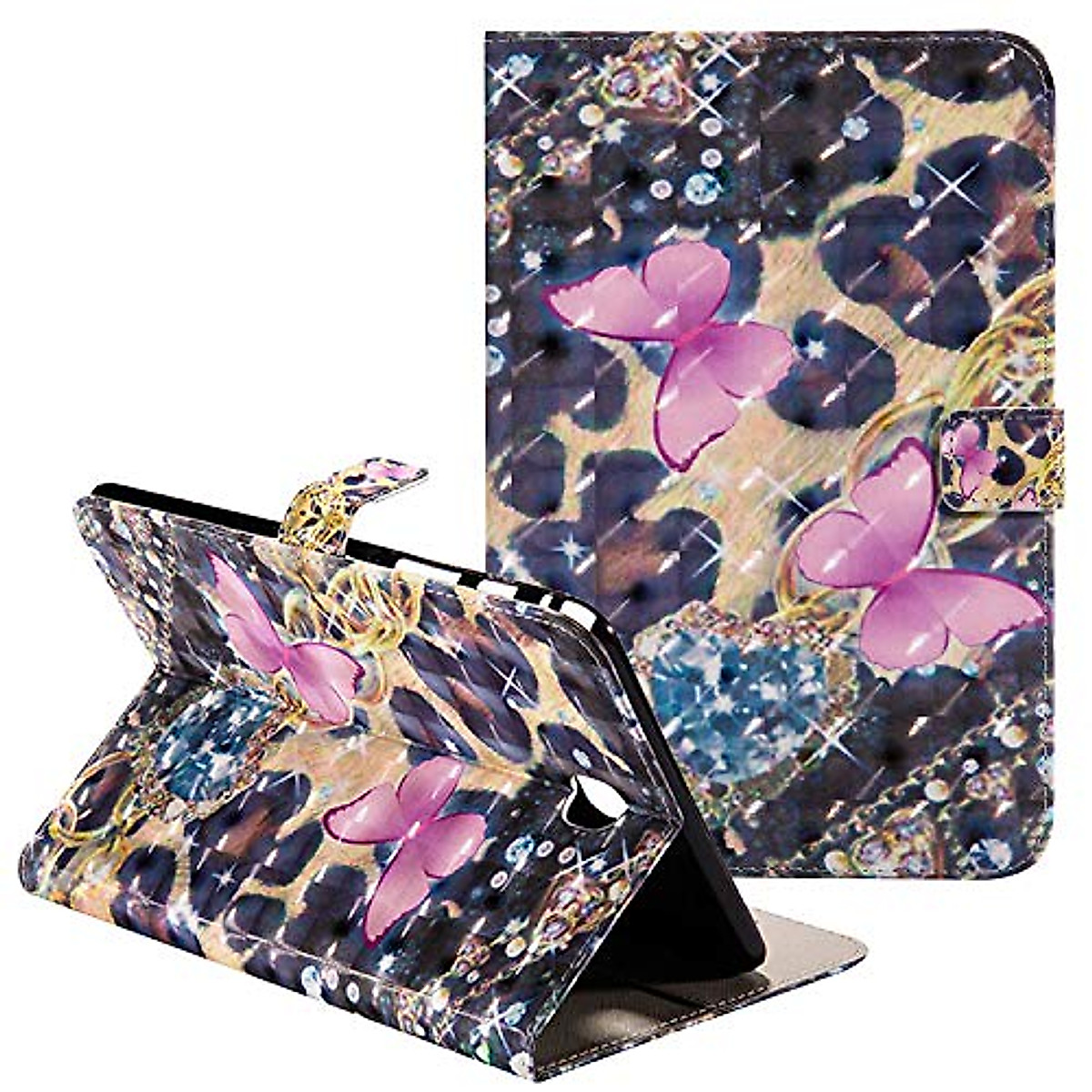 T350/P350 Case,Galaxy Tab A 8.0 2015 Case, [3D Pattern] UGOcase Slim Fit Protective PU Leather Folio Stand Wallet Smart Case with Auto Wake/Sleep for Galaxy Tab A 8 2015 Release, Pink Butterfly
