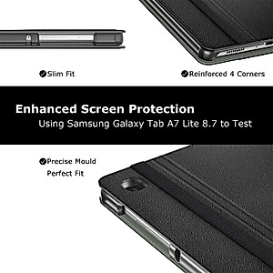 Soke Case for Samsung Galaxy Tab A7 Lite 8.7 Case 2021, Premium Leather Stand Folio Case with Bussiness Pocket, Hard PC Back Cover for Samsung Galaxy Tab A7 8.7 inch Tablet[SM-T225/T220/T227],Black