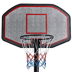 Topeakmart Youth Portable Basketball Hoop System Stand 7-10ft Height-Adjustable for Indoor Outdoor w/ 2 Wheels, Fillable Base & 43in Backboard