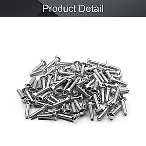 MroMax 100PCS Carriage Bolts M6x25mm Half Round Head Square Neck Bolt Fasteners 304 Stainless Steel Neck Carriage Bolt Silver Tone