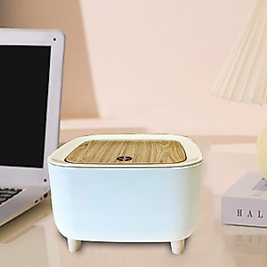 DOUSON Mini Trash Can with Lid Countertop Small Desktop Garbage Cans Cute Tiny 0.5 Gallon, Office Trash Can with Lid, Bedroom Garbage Can with Push Button, White Square