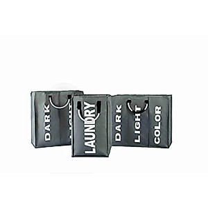 ZHOUDUN ZD-WD3-010-DGRAY 2 Sections Large Laundry Hamper Collapsible Foldable Fabric Clothes Sorter Storage Bag Laundry Bag Laundry Baskets with Handles for Dirty Clothes for Home Bathroom Closet