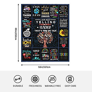 Teacher Gifts Blankets, Teacher Gifts for Women Men, Best Teacher Appreciation Gifts, Teacher Retirement Gifts, Teachers Day Back to School Blanket 60"X 50"