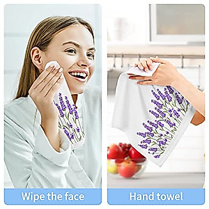 ALAZA Wash Cloth Set Purple Lavender Flowers(n1) - Pack of 6 , Cotton Face Cloths, Highly Absorbent and Soft Feel Fingertip Towels(238na8b)