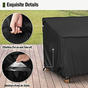 MR.COVER 2-Seater Patio Loveseat Cover, Patio Furniture Covers Waterproof, Fits up to 60W x 35D x 35H inches, with Air Vent and Handles, Black