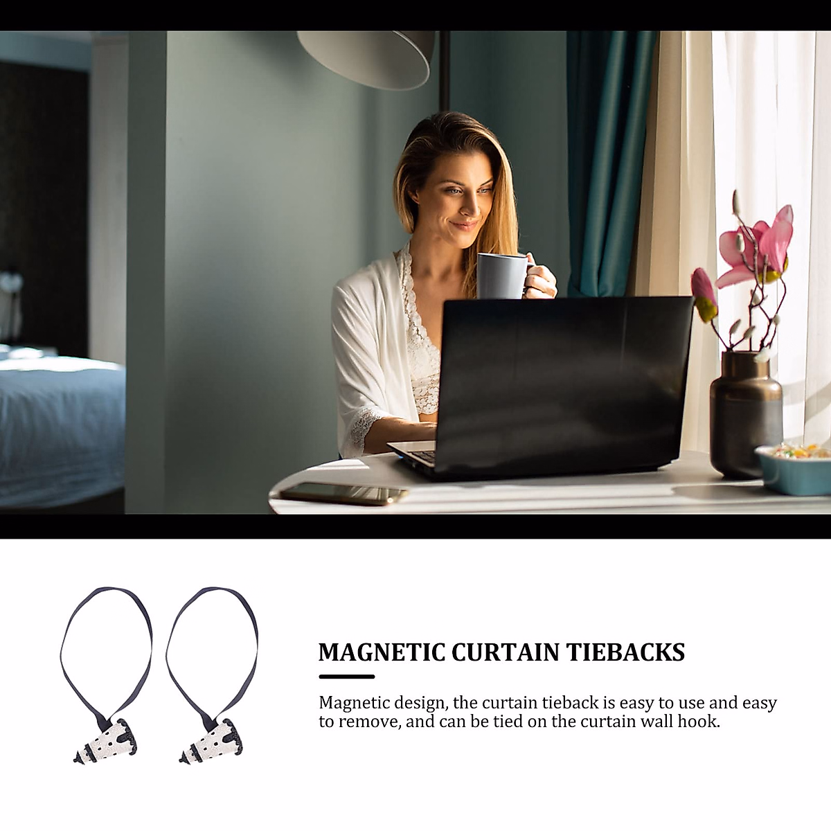 ARTIBETTER Curtain Holdback Resin Curtain Tiebacks 2pcs Lighthouse Curtain Buckle Magnet Curtain Tape White Resin Nautical Style Curtain Accessories Nautical Curtain Tie Backs