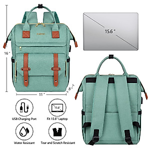 kasibon Travel Laptop Backpack for Women Men, Wide Top Open College School Work Computer Bag Back Pack Book Bag Casual Water Resistant Anti Theft USB Charging Port Fits 15.6 Inch Notebook