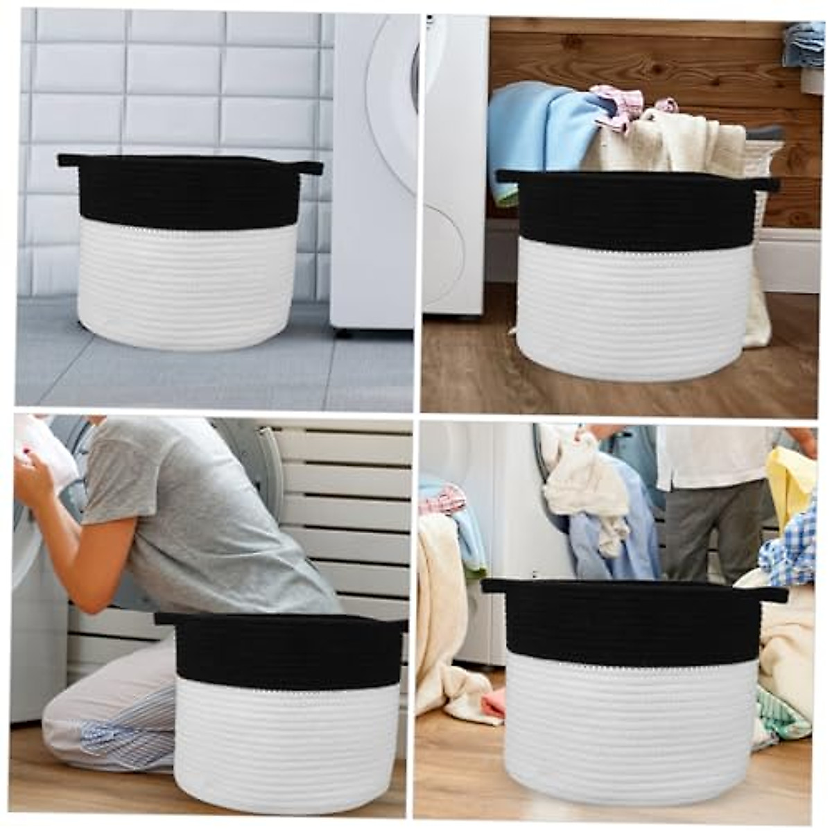CIMAXIC 2pcs Collapsible Storage Bins Cotton Rope Woven Storage Bin Storage Containers Desktop Finishing Basket