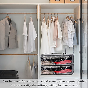 Foldable Storage Bag,24L Large Foldable Clothes Organizer Clear Window&Carry Handles,Sturdy Zippers,Great for Clothes,Blankets,Closets,Bedrooms and More (22 x 9x 3, Grey)