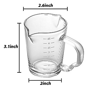 150ml Glass Measuring Cup Double Spouts Espresso Cup Shot Glass Heat-Resistant Handle Transparent Scale Ounce Measure Jugs Mixing Mug for Bar Party Wine Milk Coffee Liquid Heavy Glass Measuring Cup