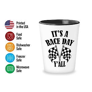 Bubble Hugs Racer Shot Glass 1.5oz - It's A Race Day Y'All - Car Racing Drag Race Dirt Track Racing Auto Enthusiast Dirtbike