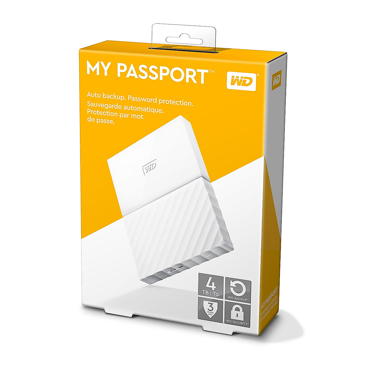 WD 4TB White My Passport Portable External Hard Drive - USB 3.0 - WDBYFT0040BWT-WESN (Renewed)