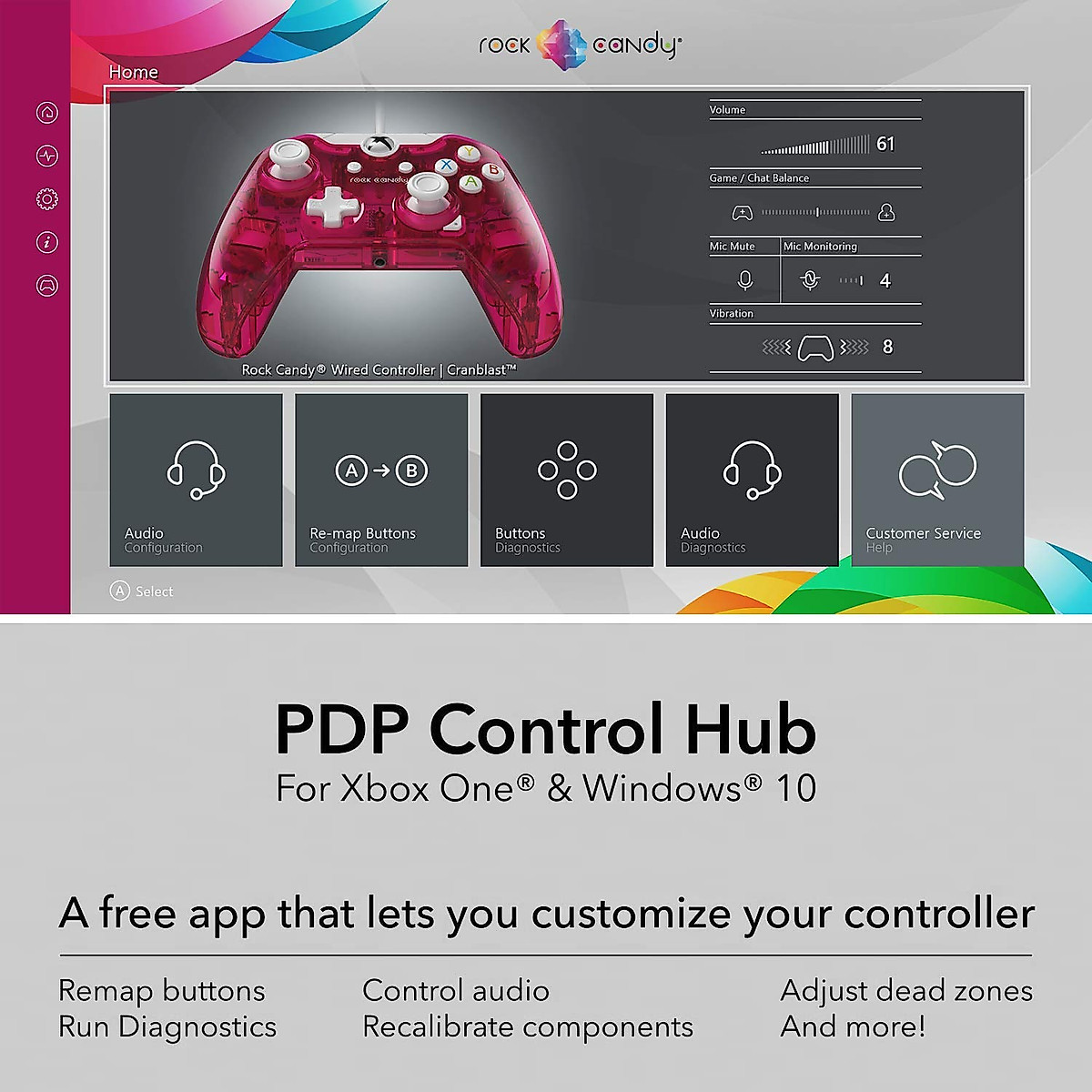 PDP Rock Candy Wired Controller for Xbox One - Cranblast, 048-142-NA-MA - Xbox One