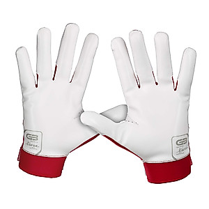Grip Boost Stealth Dual Color Football Gloves Boys - Youth Sizes (Red/White, Youth Small)