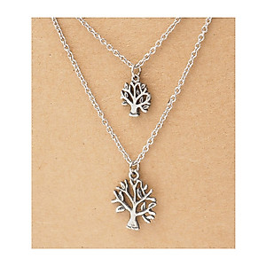 quan jewelry Tree of Life Pendant Mom and Me Jewelry, Necklace Set for 2, Birthday and Christmas Presents for Mother and Daughters, with Inspiration Quote on Greeting Card