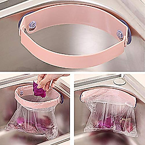 Foldable Kitchen Sink Trash Rack Strong Sucker Garbage Bag Holder Kitchen Trash Bracket Plastic Sink Clip-on Storage Rack, Random Color (Ellipse)